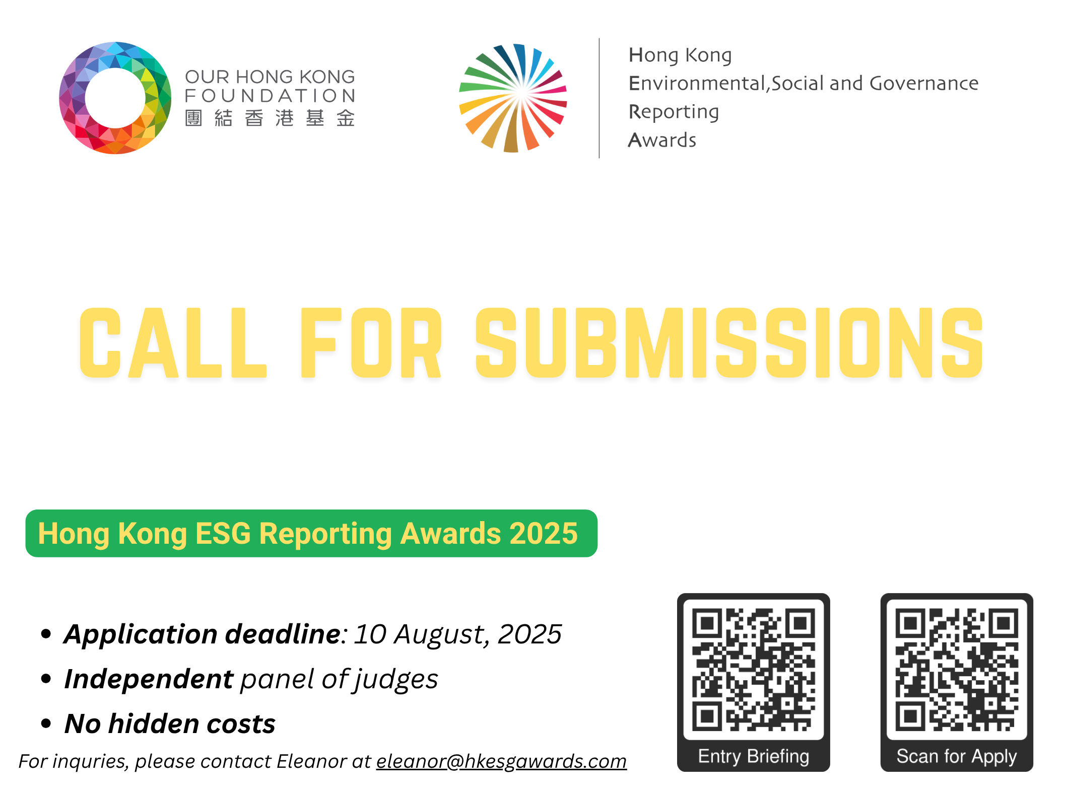 2025 Hong Kong ESG Reporting Awards (HERA): Now Open for Submissions! | 團結香港基金 OUR HONG KONG ...